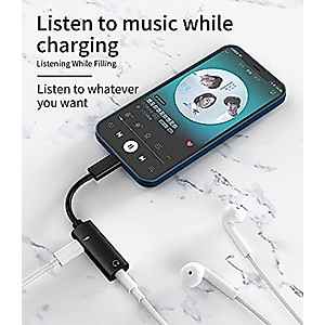 Headphone Adapter for Lightning to 3.5mm AUX Audio Jack and Charger Dongle Earphone Splitter for iPhone 11 12 Mini pro max xs xr x se 7 8 Plus Ipad Air Power Charging Connector Apple MFI Certified