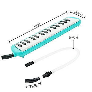 VACHAN 32 Keys Melodica Instrument, Soprano Melodica Air Piano Keyboard Musical Instrument with 2 Soft Long Tubes, Short Mouthpieces and Carrying Bag for Kids Beginners Gift,Blue
