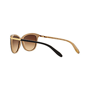 Ralph by Ralph Lauren Women's RA5203 Cat Eye Sunglasses, Shiny Black On Nude & Gold/Gradient Brown, 54 mm