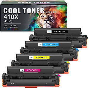 Cool Toner 4PK Compatible for HP 410X 410A CF410X CF410A M477FDW Toner Cartridge for HP Laserjet Pro MFP M477fdw M477fnw M477fdn Pro M452dn M452dw M452nw Toner Ink Printer - Black Cyan Yellow Magenta