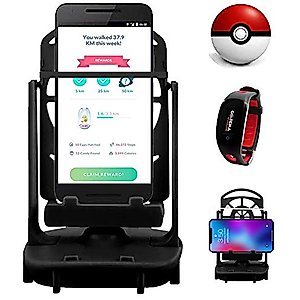 Phone Swing Step Counter Pedometer Compatible with Pokemon Go Poke Ball Plus Cellphone Accessories with USB Cable High Silent Version for Walking (Support 2 Phones Under 7.2 Inch)