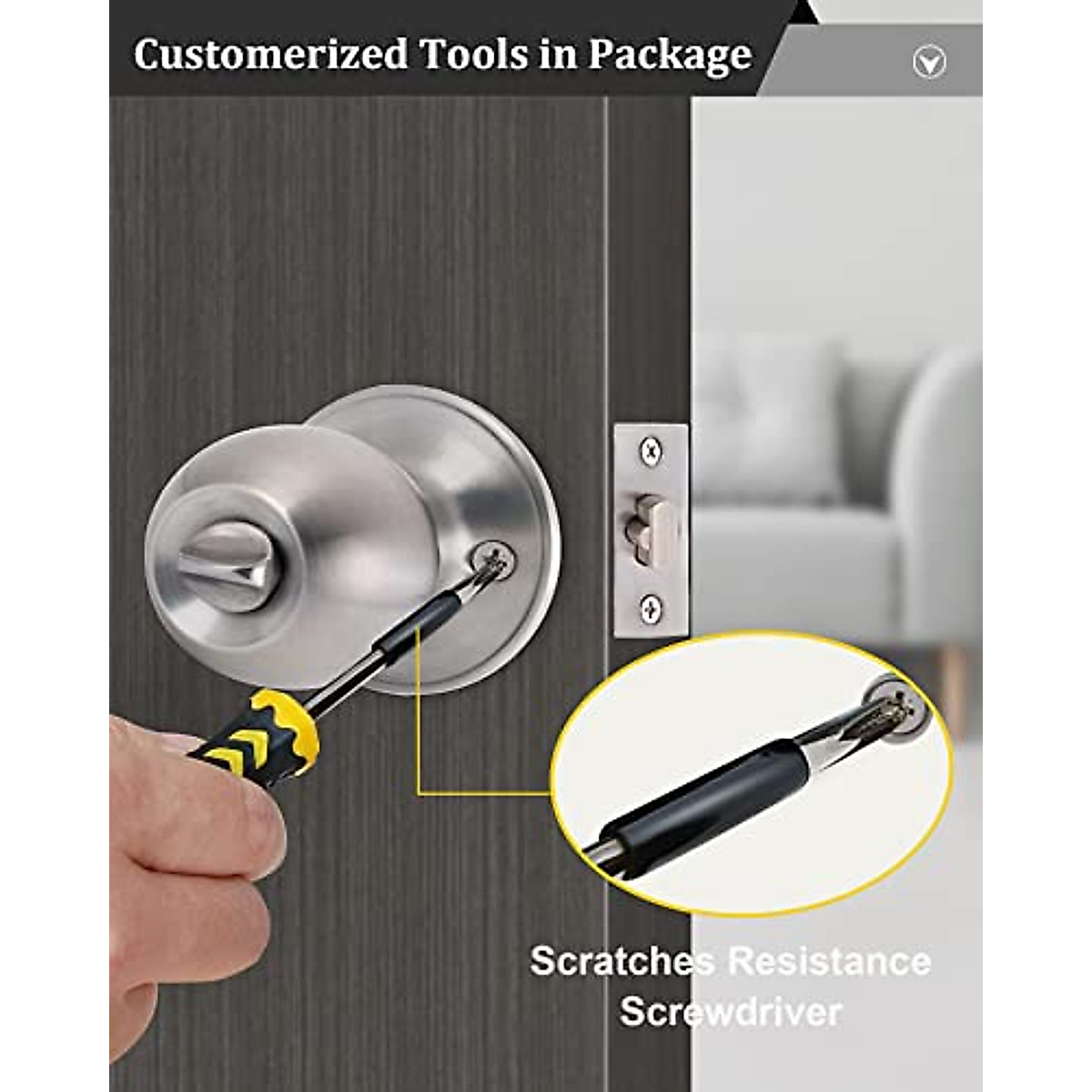 All Keyed Same Entry Door Knob and Single Cylinder Deadbolt Combo Set, Satin Nickel Exterior Door Knobs with Lock and Keys for Entrance and Front Door