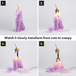 PyroPet Einar Unicorn Candle (Lilac) - The Original Unicorn Candle with Metallic Skeleton | Halloween Decor | Unique Gift for Unicorn Lovers | 16-Hr Burn Time | Dimensions: 5.1x2.6x8 in