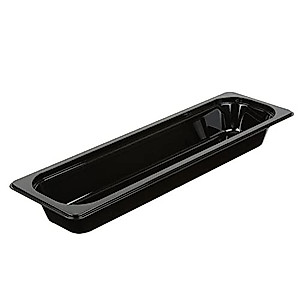 TrueCraftware – 1/2 Size Long 2-1/2” Deep Polycarbonate Food Pan Black Color -Restaurant Commercial Hotel Pans for Food Prep Fruits Vegetables Beans Corns