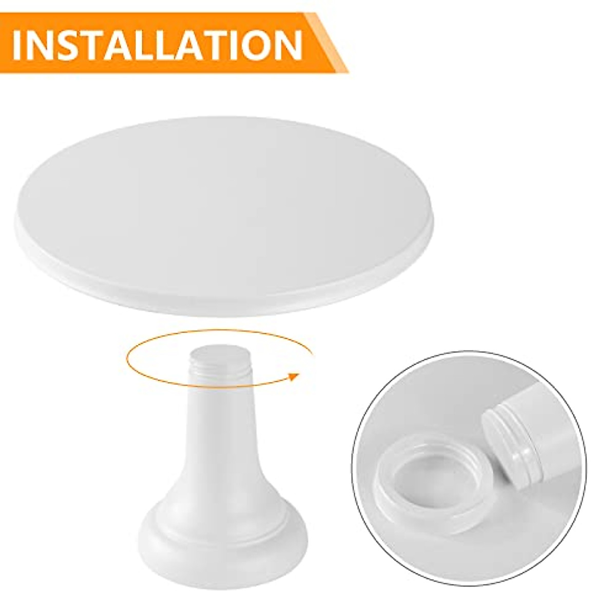 ECOWAY Round Cake Stand 9.84 Inch with Cake Spatula, White Bamboo Cupcake Stand, Dessert Display Plates for Snacks and Cookies, Candy Dish for Birthday Parties, Weddings, Baby Shower and Other Events