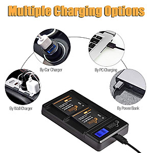 Pickle Power DMW-BCK7 Battery, 2 Pack 1200mAh DMW-BCK7E DMW-BCK7PP Battery and LCD Dual USB Charger Replacement for Panasonic Lumix DMC-S5 DMC-FP5 DMC-FP7 DMC-FH2 DMC-FH5 FH24 FH25 FH27 FS16 FS18