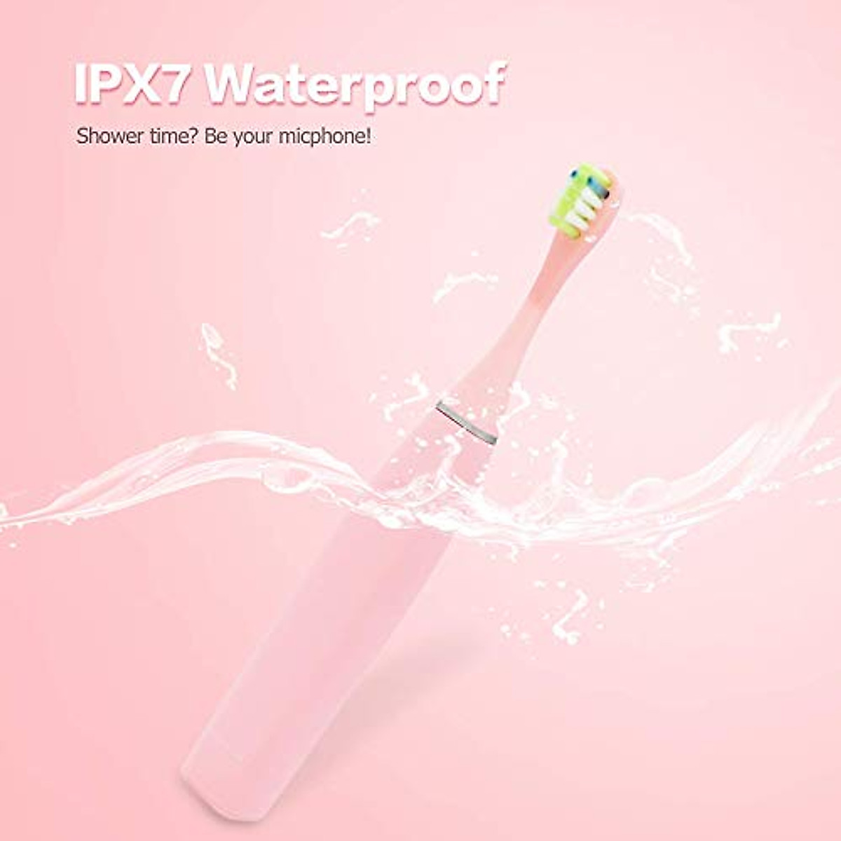 MICESHU Kids Electric Toothbrush, Soft Sonic Tooth Brush Powerful Cleaning with 3 Modes for Children Boys and Girls Age 3+, Waterproof for Shower (Pink)