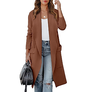 ANRABESS Women's Long Cardigan Sweater 2024 Fall Fashion Casual Oversized Knit Open Front Coatigan Jacket Coat Trendy Outfits Orange Brown Medium