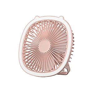 DEPOZA Rechargeable LED Desk Fan 7.5” USB Plug Table Fan with Hanging Hook Quiet 3 Speed Battery Operated for Tent Bedroom Office (Pink)