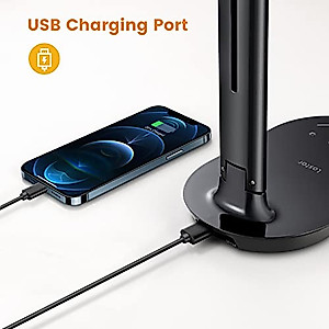 LASTAR Set of 2 LED Desk Lamp, Dimmable Eye-Protecting Table Lamps with Night Light, USB Charging Port, 4 Color Temperature Modes, 5 Brightness Levels, 1H Timer, Touch Control for Home Office Bedroom