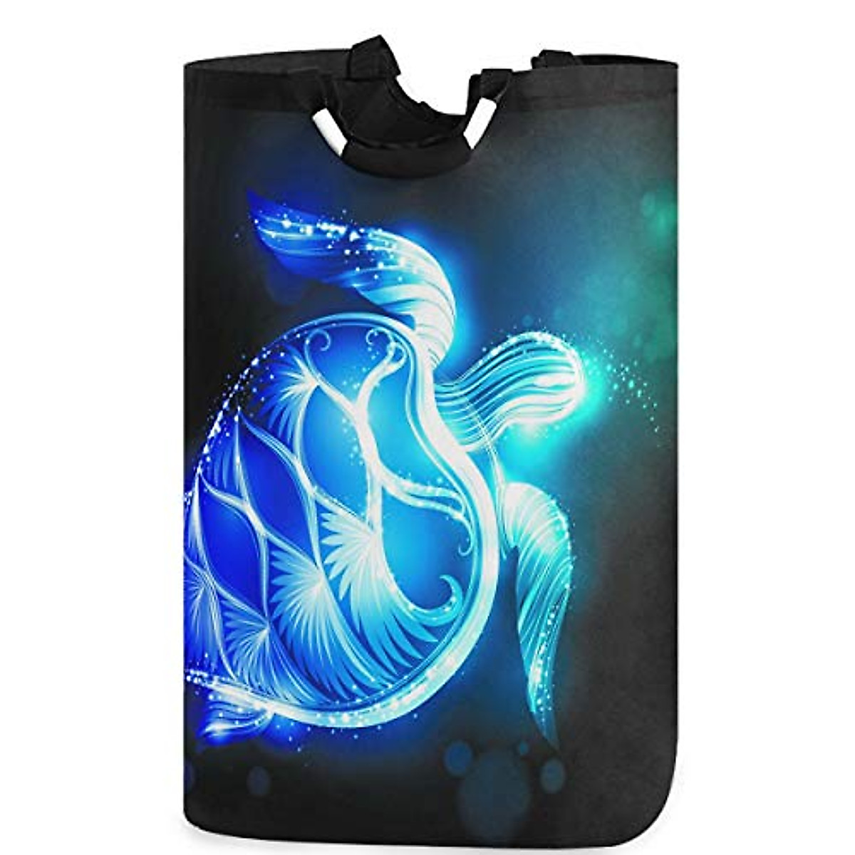 CaTaKu Sea Marine Laundry Hamper, Galaxy Turtle Laundry Basket Box Big Storage Waterproof Easy Carry for Family Dormitory Laundry Room, 12.6 x 11 x 22.7 Inches