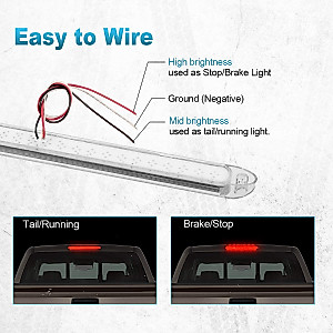 Partsam Submersible 17" Clear Lens Red 23 LED Trailer Truck RV Stop Turn Tail Rear 3rd Brake Identification Light Bar (Pack of 1)