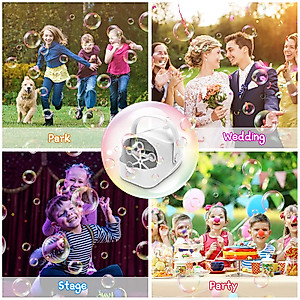 Automatic Bubble Machine for Kids Toddlers, Portable Bubble Blower with 3 Speed Level, Bubble Maker Operated by Plug in or Batteries Bubble Toys for Parties Birthday Indoor Outdoor