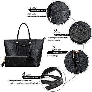 BestoU Handbags for Women Black Large Shoulder Tote Bag for Ladies Purses and Handbags Set