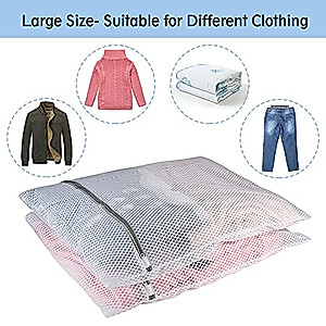 Vivifying Mesh Laundry Bags, 2 Pack 23.6" x 19.7" Large Honeycomb Mesh Wash Bags for Washing Machine, Delicates Clothes, Sweater, Coats, Stuffed Toys, Blanket (White)
