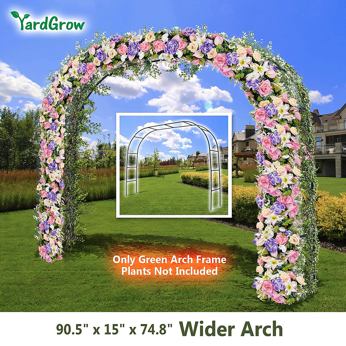 YardGrow Reconfigurable Metal Wedding Arch Garden Arbor Pergola for Indoor/Outdoor Garden Climbing Plants Vines (90.5" W x 15" D x 74.8" H)