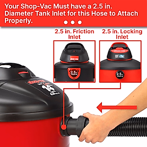 Shop-Vac 9050333 Hose, 2.5 in Diameter x 8 Ft Length, Long Reach, Vacuum Hose, Black, (1 Pack)