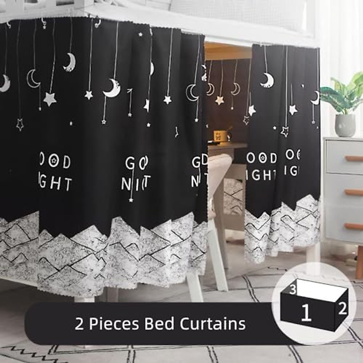 XGOPTS Bottom Bunk Bed Curtains Privacy Curtains Breathable Dustproof Single Bed Blackout Curtains Privacy Cloth Panels Underbed Loft Bed Canopy Tent Curtain Shading Drapes for Dorm