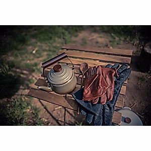 Barebones Enamel Teapot - Vintage Inspired Design - Baked Stainless Steel Rim - FSC Certified Natural Walnut handle Tea Kettle - 1.5 Liters, 6 Cups (Slate Gray)