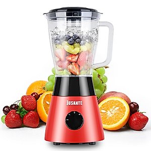 JUSANTE Blender for Smoothies, Small Blender with 500W Motor for Milkshake Desserts Nut Butter, Cocktails Sauces (Red)