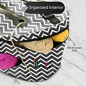 MOMOTOYS Crochet Bag Organizer - Crochet Bag for Yarn, Crochet Organizer for Knitting Accessories and Supplies, Yarn Storage Organizer, Durable Crocheting Bag, Zigzag Gray