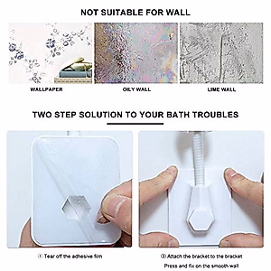 Shower Head Holder 360 Degree Adjustable Handheld Showerhead Bracket Adjustable Shower Holder, Removable No-Punching Wall Mounted Shower Head Bracket (White)