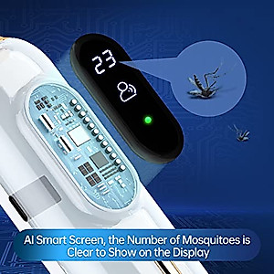 PÜREBLISS Electric Fly Swatter, Distance & Motion Detection, Large Handheld Indoor & Outdoor Mosquito & Bug Zapper Rechargeable , Digital Mosquito Count & LED Light