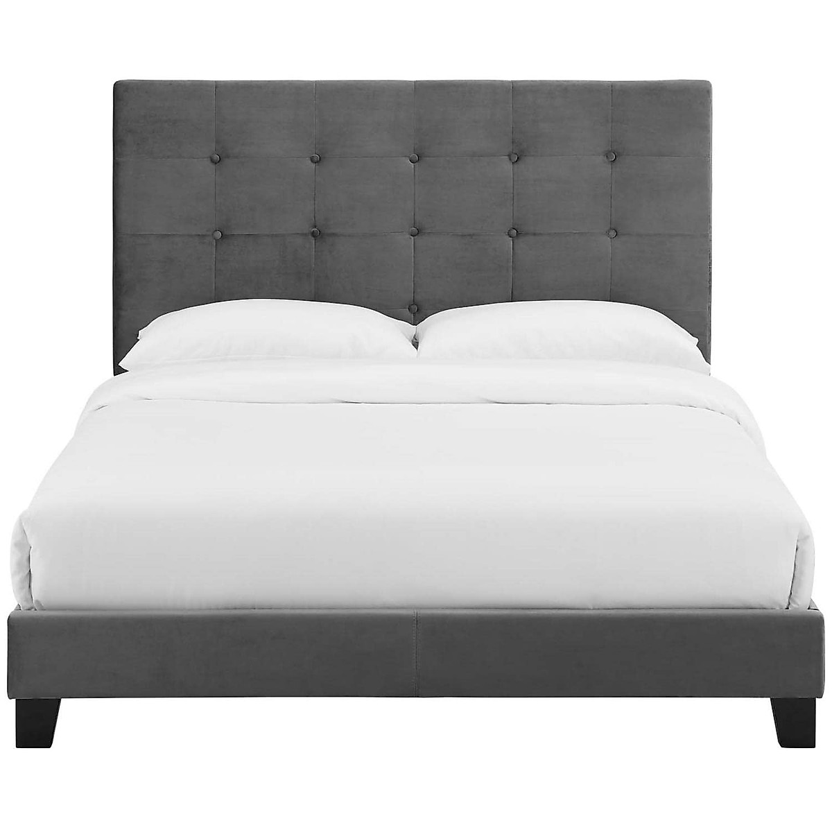 Modway Melanie Performance Velvet Upholstered Tufted Queen Platform Bed in Gray