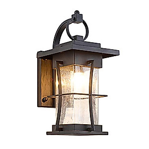 EERU Outdoor Wall Sconces Light Fixtures Exterior Wall Lantern Outside House Lamps Waterproof Black Metal with Clear Seeded Glass, Perfect for Exterior Porch Patio House