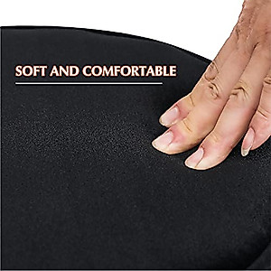 Adeco Round Upholstered Velvet Ottoman with Silver Metal Base, Makeup Vanity Chair Soft Compact Padded Foot Rest Stool for Living Room Bedroom, Black