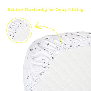 Lilly B. Pack of 3, Bassinet Sheets 2 + 1 Waterproof Mattress Protector, Size Upto (16 x 33) inch 100% GOTS Organic Cotton Basinette Sheets for Babies and Infants - Star