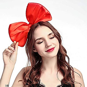 MXXGMYJ Bow Headband Headbands for Women Girls - 1pcs Large Red Bow Headbands/Headwraps/Hairband/Headwear for Birthday Valentines Day Christmas Gifts Birthday Party Cosplay Costume Accessories Gifts