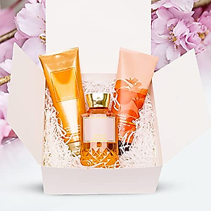 Set of 6 Glossy Laminated Gift Boxes, Boxes For Wrapping Gifts 8x8x4 Inches, Gift Boxes For Presents Includes 1 White Shredded Filling Paper Bag and 1 Black Satin Ribbon, Gift Box in Color White.