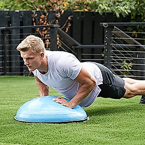 Bosu Multi Functional Original Home Gym 26 Inch Full Body Balance Strength Trainer Ball Equipment with Guided Workouts and Pump, Blue