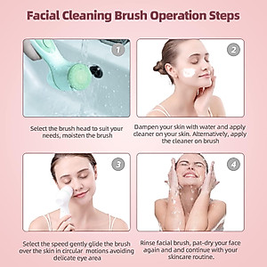 Facial Cleansing Brush, CkeyiN 3 in 1 Electric Exfoliating Spin Cleanser Device USB Rechargeable and Waterproof Exfoliation Rotating Spa Machine Facial Cleanser Massager for Women