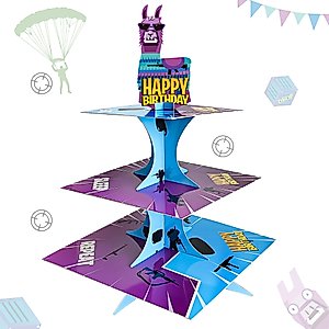 Video Game Birthday Party Supplies, 3 Tier Video Games Cupcake Stand for Boys Game Fans Birthday Decorations Baby Shower Game Party Favors
