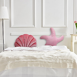 Newwiee 2 Pcs Starfish Pillow Shell Pillows Star Shaped Pillow Seashell Shaped Accent Throw Pillows Beach Pillows Decorative Throw Pillows for Small Couch Bed Bedroom Living Room (Pink)