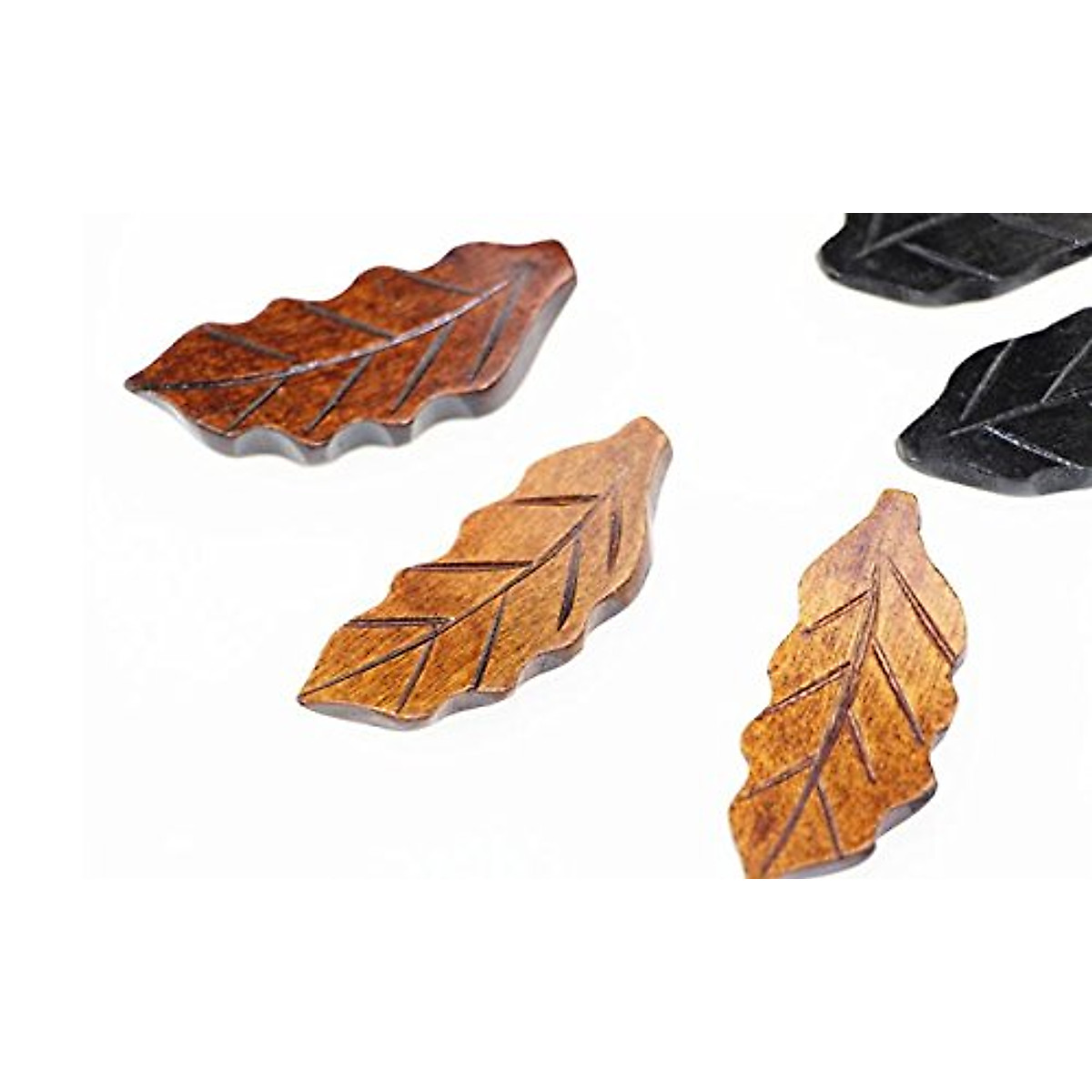 Islandoffer Handcrafted Wooden Chopstick Rest Spoon Fork Knife Holder leaf Designed, Set of 6