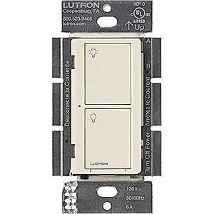 Lutron Caséta Wireless Smart Lighting Switch for All Bulb Types or Fans | PD-6ANS-LA | Light Almond