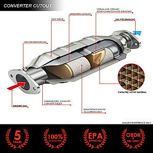 DNA MOTORING Factory Style Catalytic Converter Exhaust Y-Pipe Replacement Compatible with 04-06 F150 / 2006 Mark LT 5.4 4WD Only, OEM-CONV-026