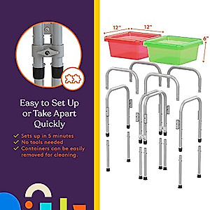 Special Supplies Sensory Activity Table for Kids and Toddlers with 2 Plastic Buckets, Easy Build Frame, and 7 Beach Toys for Interactive, Hands-On Learning Water, Sand, and STEM Play