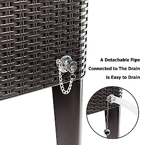 VINGLI 80 Quart Rolling Ice Chest, Portable Patio Party Bar Drink Cooler Cart, with Shelf, Beverage Pool with Bottle Opener (Brown)