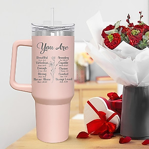 TEEZWONDER Gifts for Women, Mom - Mothers Day, Birthday, Religious, Inspirational, Thank You Gifts for Women Christian, Mom, Friends, Coworkers - You Are 40 oz Insulated Tumbler With Handle And Straw