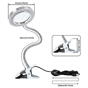 Sanmenxiadongjun LED Magnifying Lamp 8X Glass Metal Swing Arm Desk Lamp 360° Adjustable Gooseneck & USB Charge with Good Eye Protection for Reading Office Work Tattoo Nail Art