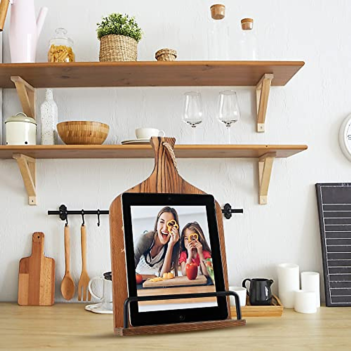 VYNOPA Retirement Gifts for Women Happy Retirement Cookbook Stand Adjustable Recipe Book iPad Rustic Holder Gift for Mom with Unique Engraved