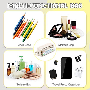 TOUCHCLOUD Large Capacity Pencil Case, Clear Handheld Multifunction Pencil Pouch Simple Stationery Bag Aesthetic Pen Bag for School Teen Girl Boy Office Adult