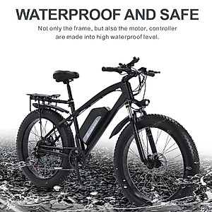 Super Handsome - 26 Inch 750W 48V13.2AH Snow Electric Bike Fat Tire Mountain Electric Bike Cross Country Electric Bike (Black)