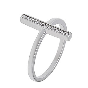 Sterling Silver CZ Vertical Bar Ring (Size 6)