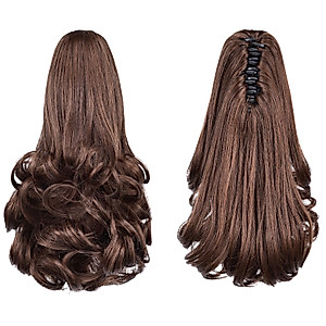 Brown Ponytail Extension,Claw Clip Ponytails 12in Curly 3.8 OZ Fake Hair Extensions Hair pieces SYXLCYGG Wig Girl Synthetic Fluffy¬ Tangled