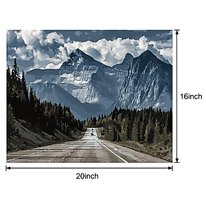 RAOHEVU Paint by Numbers for Adults Beginner - “Road to Mountains” Paint by Numbers Kits (16" x 20") with Acrylic Paint and Paintbrushes Without Frame